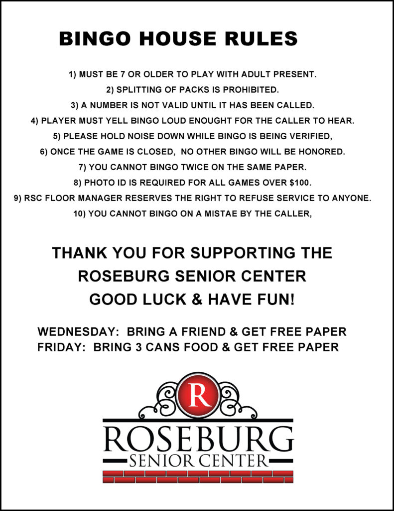 Bingo – Roseburg Senior Center